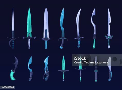 판타지 검 무기 중세 블레이드 나이프 세이버 레이피어 단검 만화 전사 Rpg 자산 요소의 전투 경쟁 세트 벡터 컬렉션 검에 대한 스톡 벡터 아트 및 기타 이미지 Istock