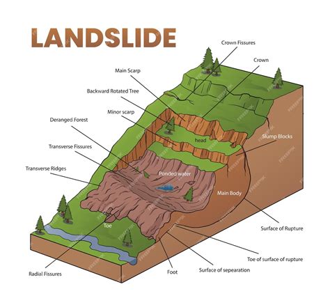 Premium Vector Cross Section Illustration Of Landslide Diagram