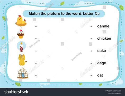 Match Words Correct Pictures Letter C Stock Vector Royalty Free Shutterstock