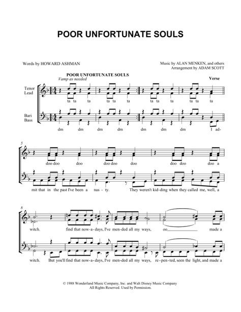 Poor Unfortunate Souls Arr Adam Scott By Howard Ashman Sheet Music