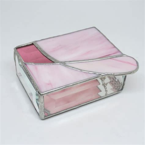 Stained Glass Box Stained Glass Jewelry Box Glass Jewelry Box Pink Glass Jewelry Box Trinket