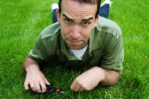 Cutting The Grass Stock Image Image Of Clipping Punishment 6070541