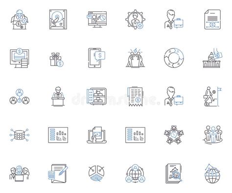 Asset Management Line Icons Collection Investments Allocation
