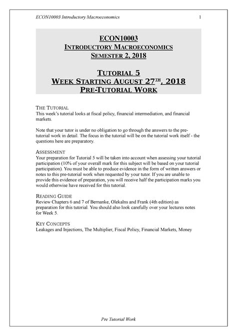 econ10003 t5 pretutorial 2018 week 6 tutorial 5 econ10003