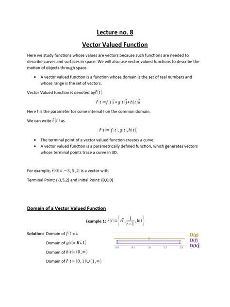 Lec 8 Domain Of Vector Valued Function Pdf Function Mathematics Vector Space