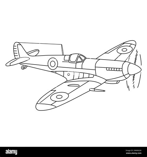 Aircraft Supermarine Spitfire Mk 1 Wwii Fighter Coloring Page Black