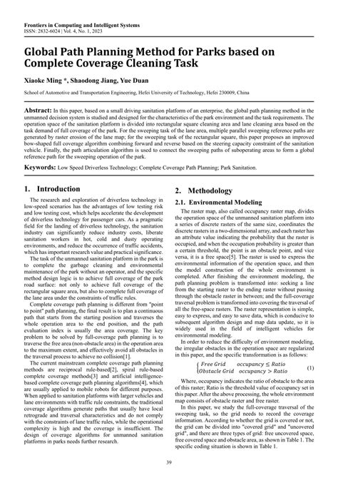 PDF Global Path Planning Method For Parks Based On Complete Coverage Cleaning Task