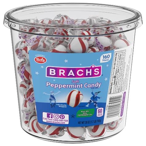 Brachs Soft Peppermint Candy Puffs 160 Count Tub 28 Oz All City Candy