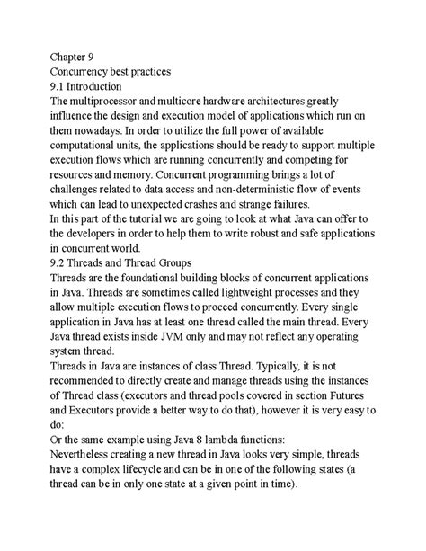 Java Notes Ch9 Chapter 9 Concurrency Best Practices 9 Introduction
