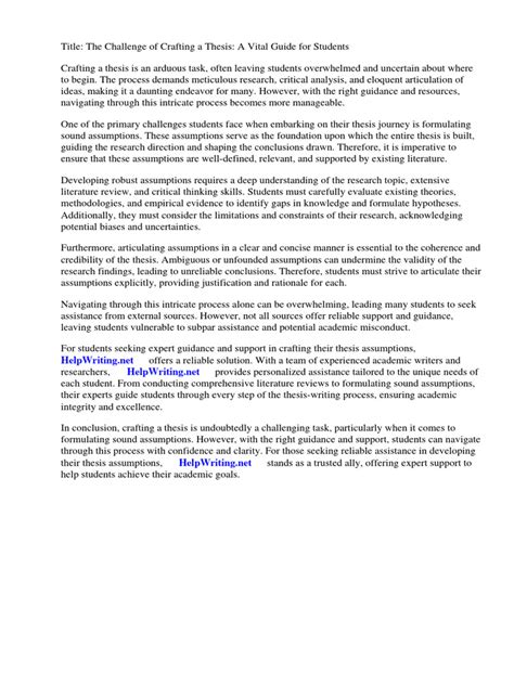 Thesis Assumptions Sample Pdf