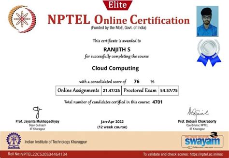Ranjith S On Linkedin Cloudcomputing Nptel