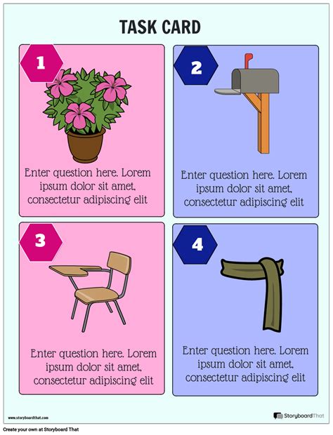 Choice Of 4 Objects Task Card Worksheet Design