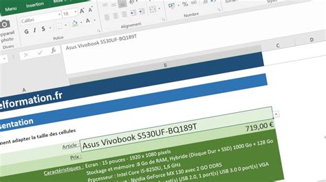 Video Comment Ajuster Automatique La Taille Cellule En Fonction De Son Contenu Excel Formation