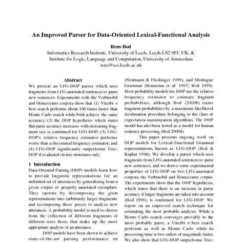 An Improved Parser For Data Oriented Lexical Functional Analysis Acl Anthology