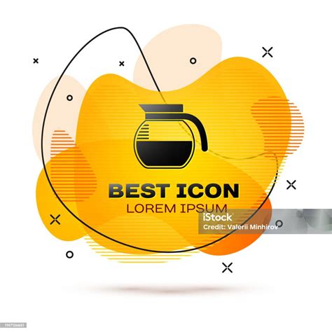 검은 커피 냄비 아이콘 흰색 배경에 고립입니다 유체 색상 배너입니다 벡터 일러스트 가정 생활에 대한 스톡 벡터 아트 및 기타 이미지 가정 생활 가정 주방 가정의 방
