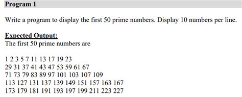 Solved Program 1 Write A Program To Display The First 50