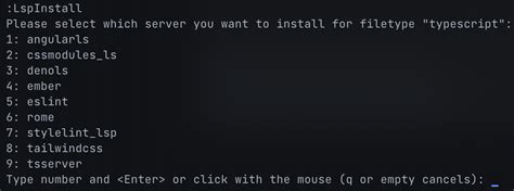 show popup for install options williamboman nvim lsp installer r neovim