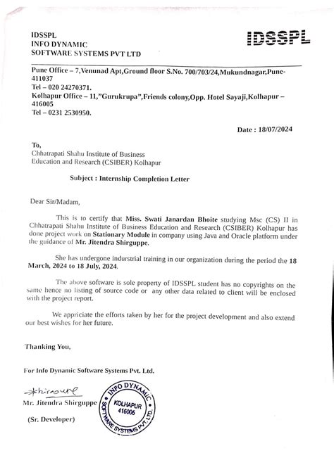 Swati Bhoite On Linkedin I Have Recently Completed My Internship In