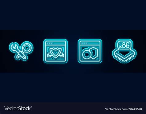 Set Line Debugging Browser With Shield Software Vector Image
