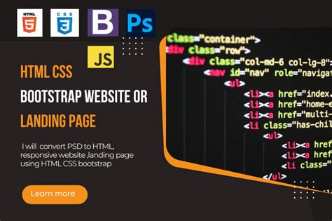 convert psd to html responsive website landing page using html css