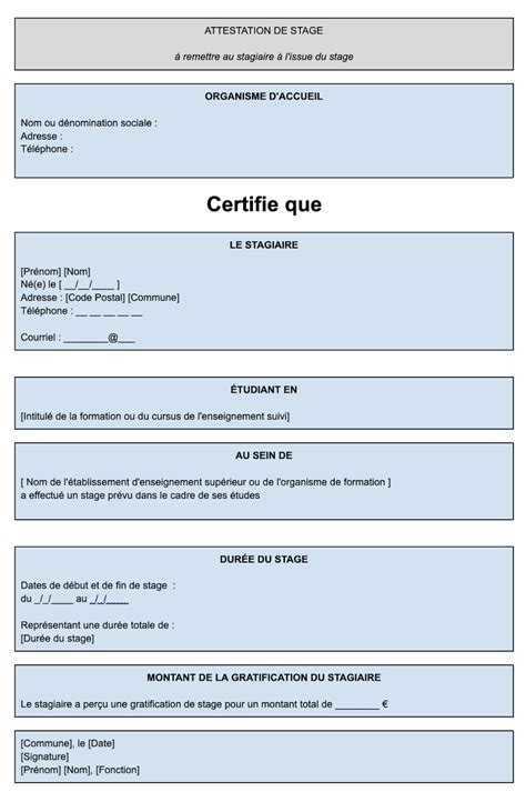 Attestation De Stage