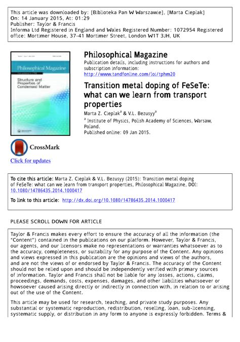 Pdf Transition Metal Doping Of Fesete What Can We Learn From Transport Properties