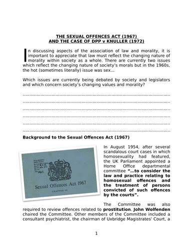 Aqa A Level Law The Sexual Offences Act And Knuller Student Handout