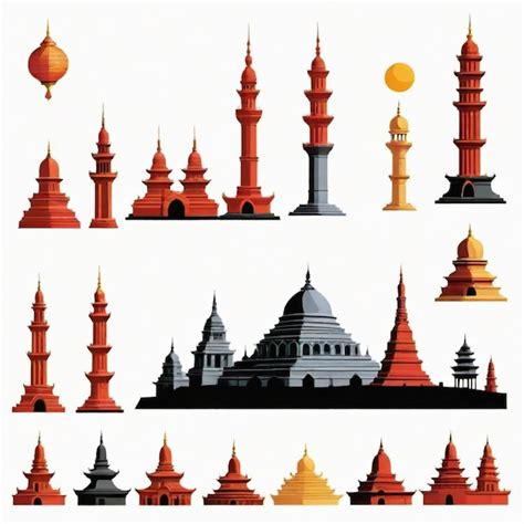 Una Colección De Edificios Con Diferentes Diseños Y Formas Vector