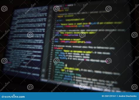 Background Computer Code On Laptop Screen In Blur Stock Image Image