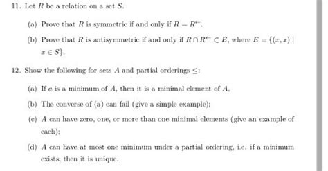 11 Let R Be A Relation On A Set S A Prove That R Chegg Com