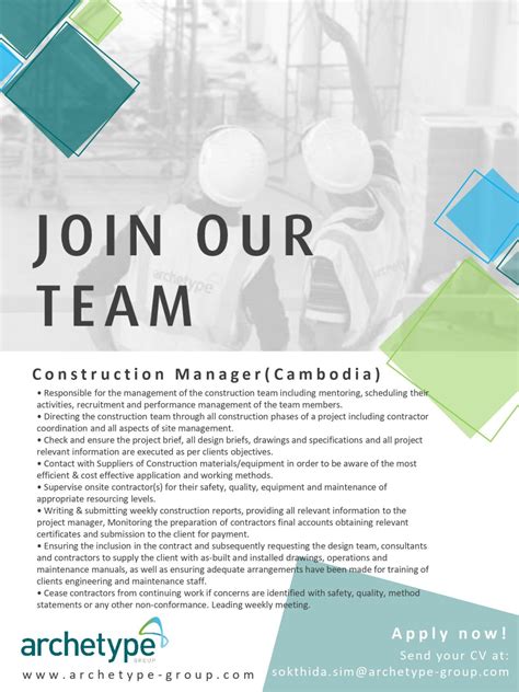 Archetypecambodia Phnompenh Hiring Recruitment Jobs Construction