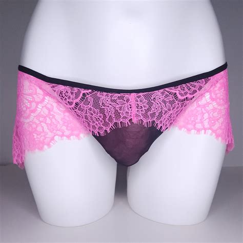 Pink Lace Mens Feminine Panties No Pouch Sissy Panties Etsy