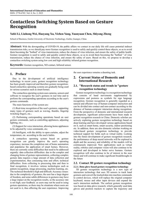 Pdf Contactless Switching System Based On Gesture Recognition