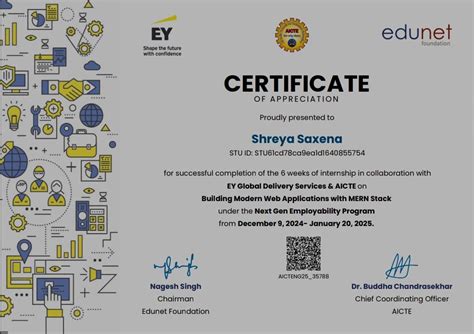 Internship Mernstack Webdevelopment Learning Growth Aicte Ey