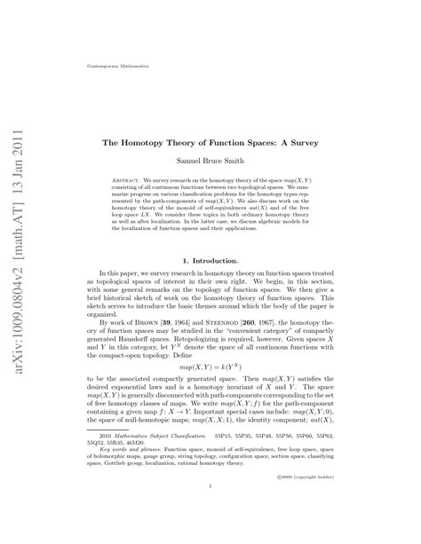 Pdf The Homotopy Theory Of Function Spaces A Survey