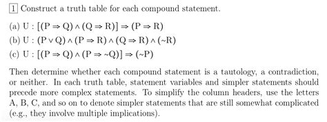 Solved 1 Construct A Truth Table For Each Compound Chegg Com