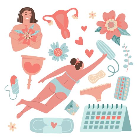 Menstruation Clipart Set Hygiene Of Woman During The Menstrual Cycle