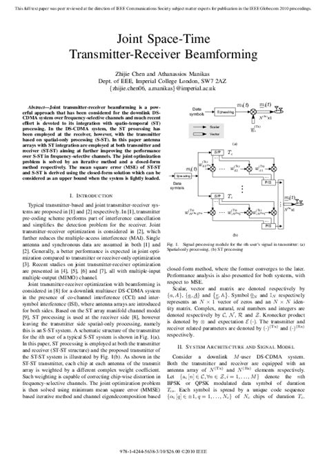pdf joint space time transmitter receiver beamforming