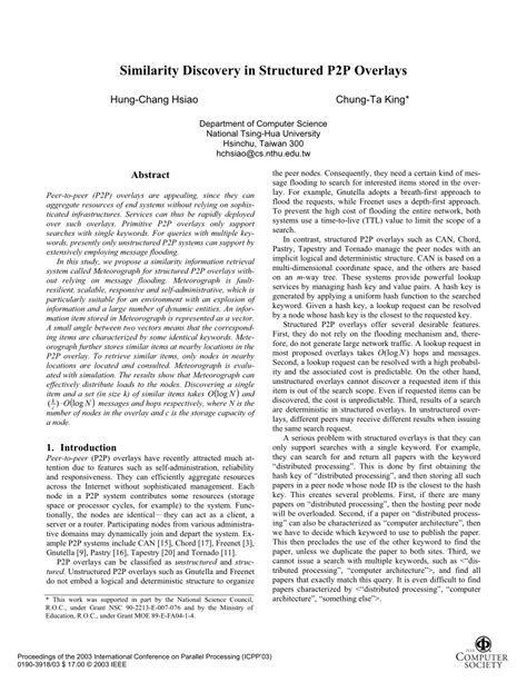 Pdf Similarity Discovery In Structured P2p Overlays