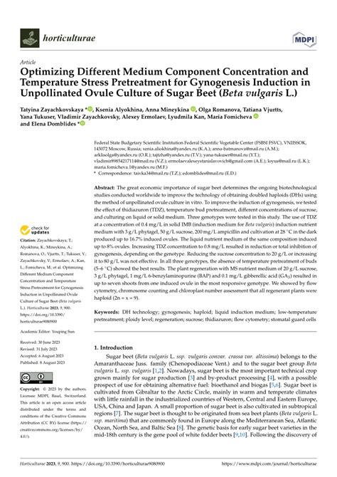Pdf Optimizing Different Medium Component Concentration And Temperature Stress Pretreatment