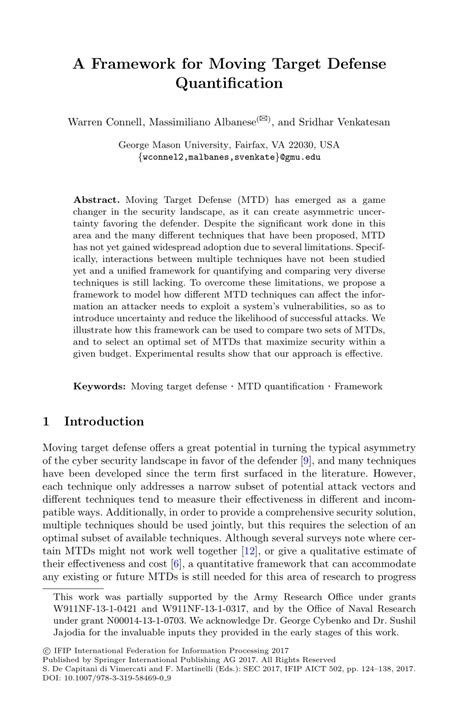 Pdf A Framework For Moving Target Defense Quantification