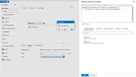 Azure Pass The Notebook Output As Paramater To Copy Activity Stack