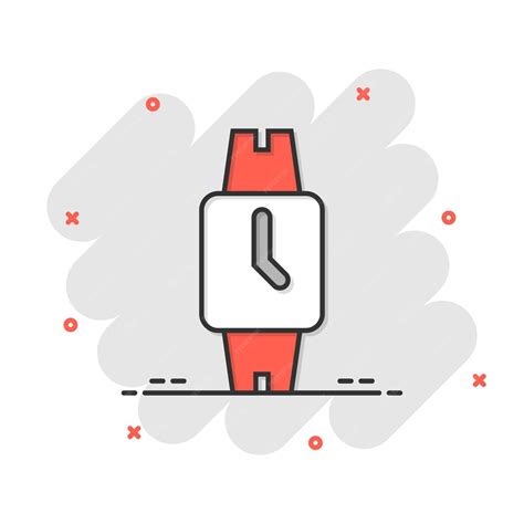 만화 스타일의 손목 시계 아이콘 격리 된 흰색 배경 시간 팔찌 스플래시 효과 비즈니스 개념에 손 시계 만화 벡터 일러스트 레이 션 프리미엄 벡터