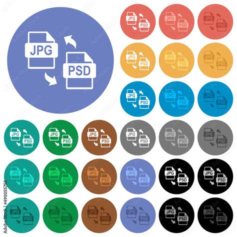  Psd File Conversion Round Flat Multi Colored Icons Stock Vector Adobe Stock
