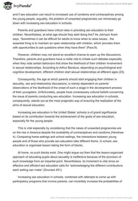 Should Babes Increase Sex Education And At What Age Words Research Paper Example