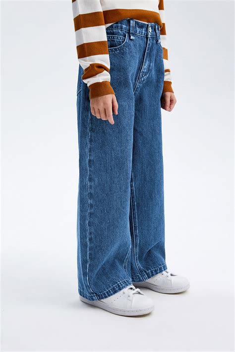 Джинсы-трубы из 100% хлопка для девочки синий деним купить в интернет ...