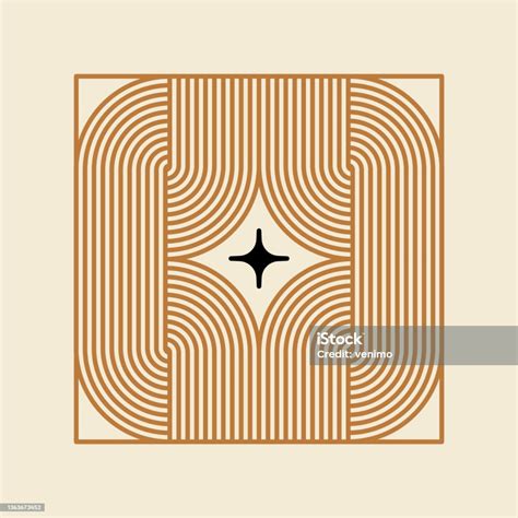 벡터 최소 기하학적 일러스트 세트 트렌디한 추상적 미적 선형 컴포지션 프린트 프레임 및 그래픽 디자인 요소 0명에 대한 스톡