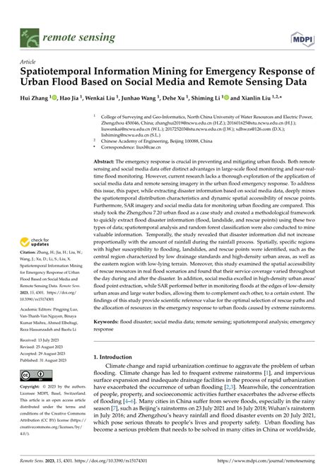 Pdf Spatiotemporal Information Mining For Emergency Response Of Urban Flood Based On Social