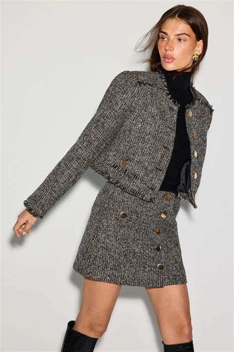 Sparkle Tweed Button Front Skirt By Toccin Rent The Runway