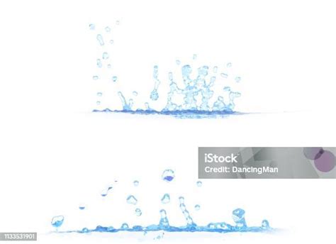 시원한 물 스플래시모의 광고에 고립 된 흰색 창조적 인 그림의 두 측면 전망의 3d 그림 3차원 형태에 대한 스톡 사진 및 기타 이미지 Istock
